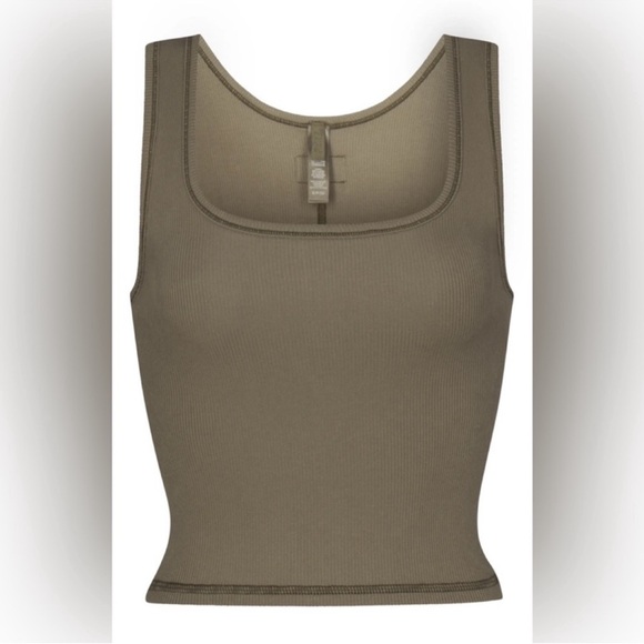 SKIMS | Tops | Skims Cotton Ribbed Tank With Logo Back Rare Super ...